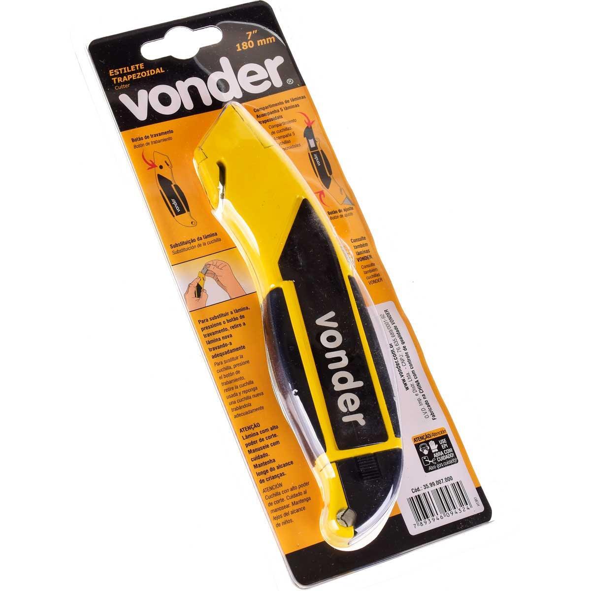 Estilete Retrátil Vonder com Lâmina Trapezoidal 180mm | Lister